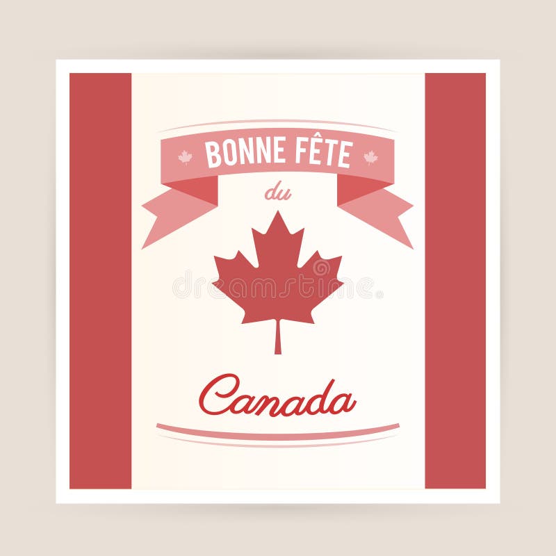 Happy Canada Day. Maple Leaf. French. Red and Beige. Vector ...