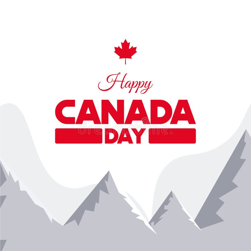 Happy Canada Day Poster Mountains with Text Vector Stock Vector ...