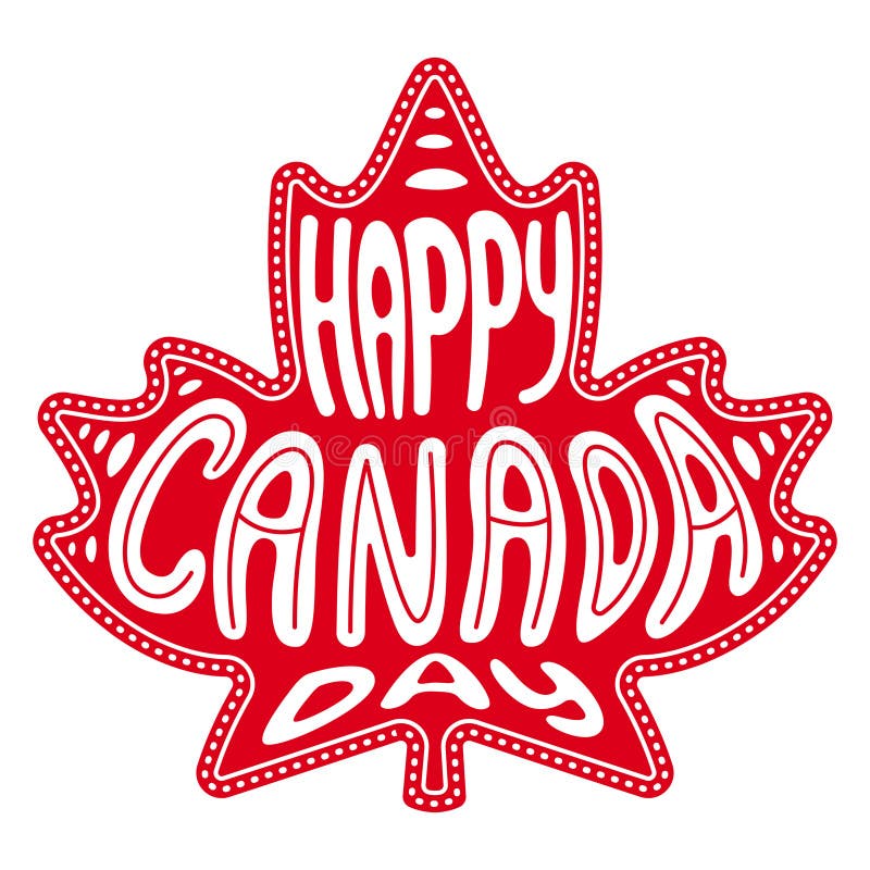 Happy Canada Day Text Framed Maple Leaf. Stock Vector - Illustration of ...