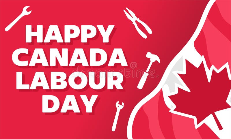 Happy Canadian Labor Day with Canada Leaf Silhouette Stock Vector ...