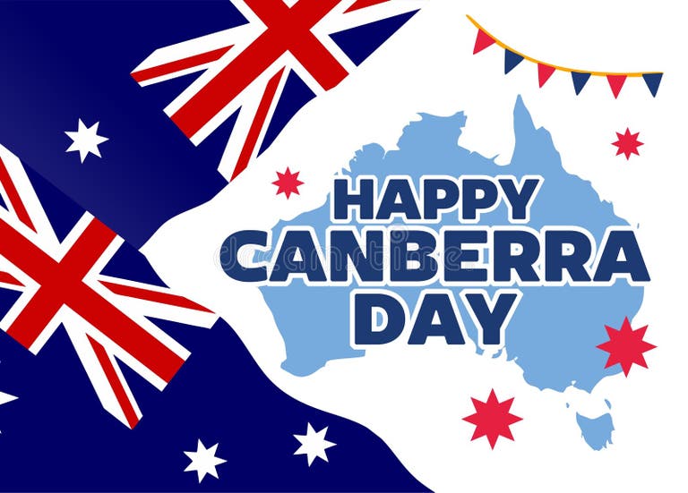Happy Canberra Day with Australian Flag Stock Vector - Illustration of ...