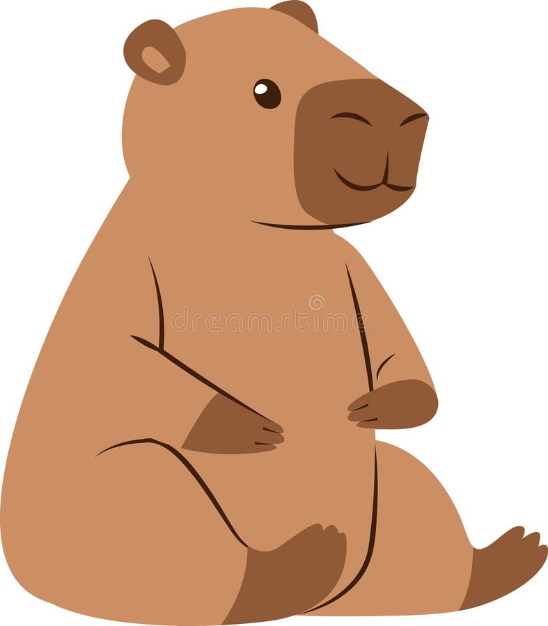Happy Capybara Sitting stock vector. Illustration of drawing - 360808289