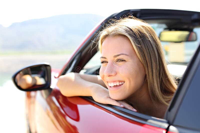 Happy Car Convertible Driver Laughing Stock Image - Image of happy ...