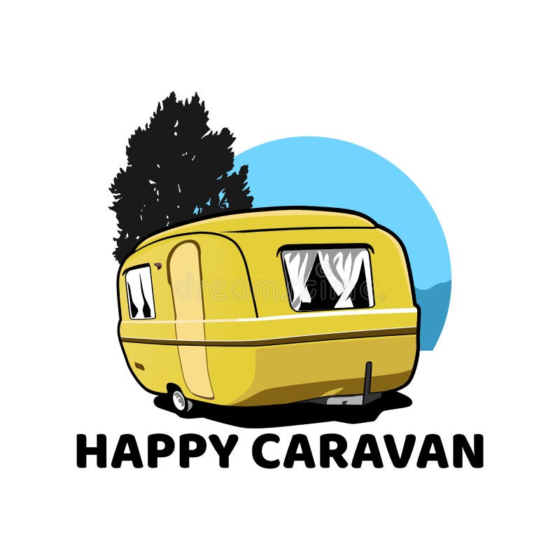Happy Caravan Design Logo Vector Stock Vector - Illustration of camp ...