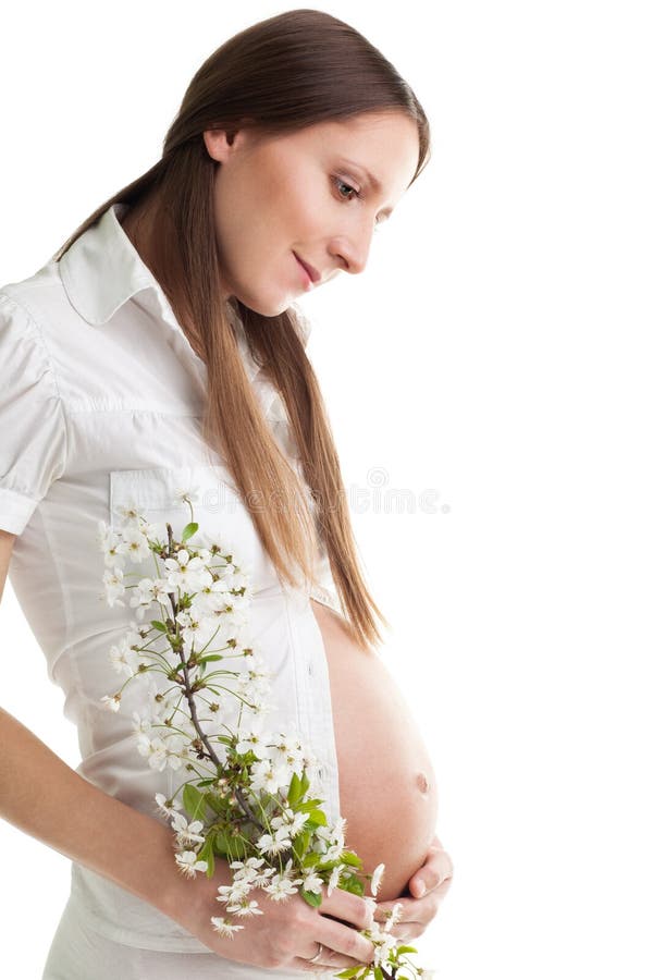 Happy Caring Woman Expecting Baby Stock Photo - Image of calm, long ...