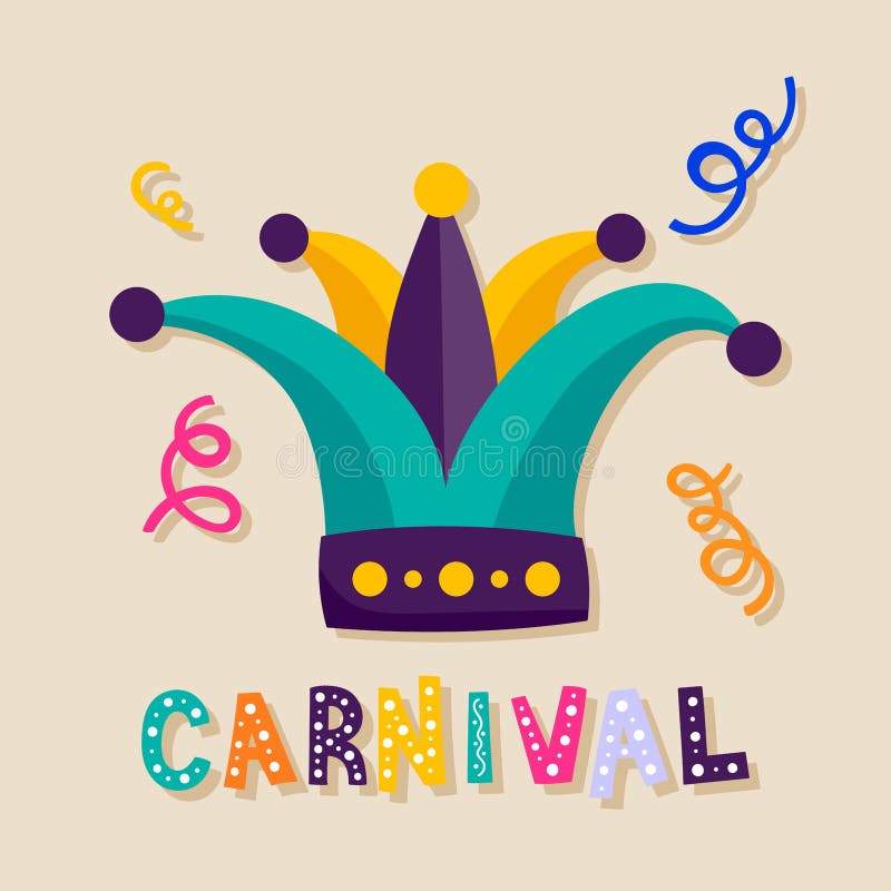 Happy Carnival. Jester Hat. Carnival Party Banner. Vector Illustration ...