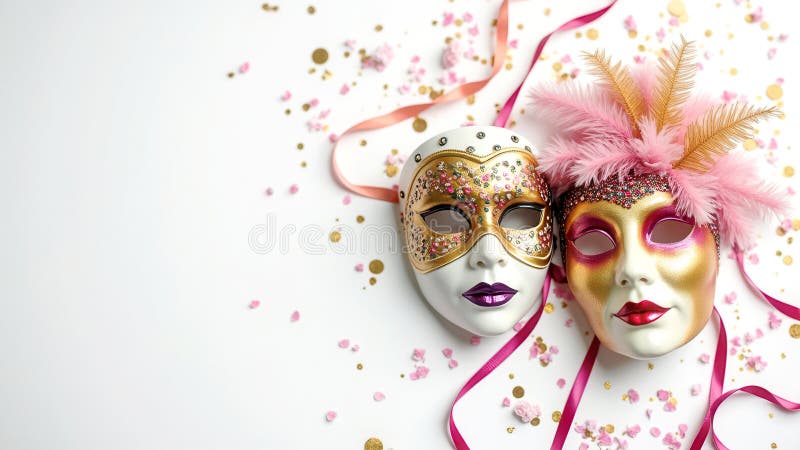 Happy Carnival Masks with Copy Space Stock Illustration - Illustration ...