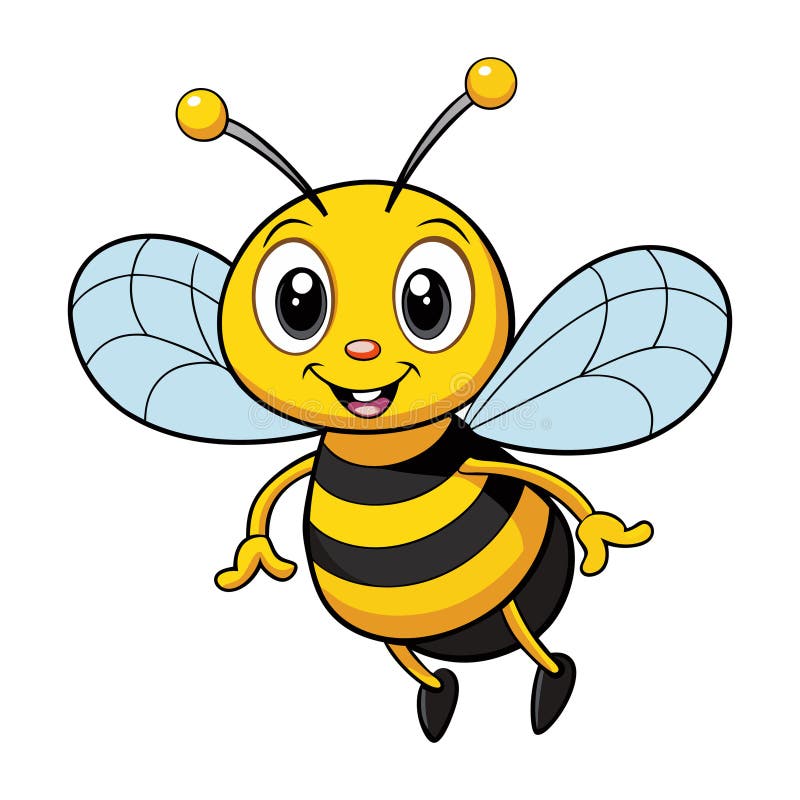 A Happy Caroon Bee Flying stock vector. Illustration of stripes - 350620660