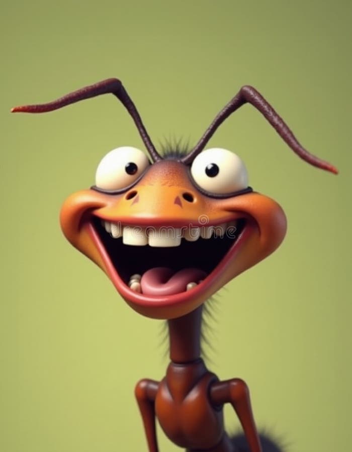 Happy Cartoon Ant - 3D Rendered Insect Character Stock Illustration ...