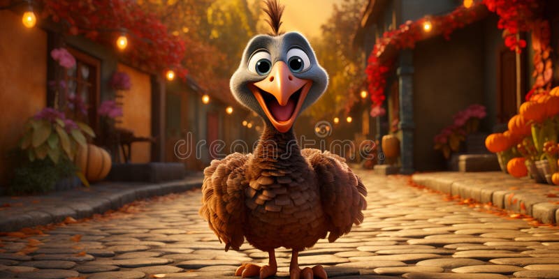 Happy Cartoon Big Turkey in the Forest Stock Photo - Image of science ...