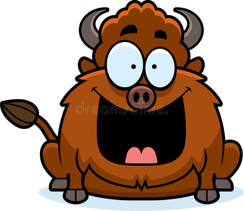 Happy Bison Cartoon Character Stock Vector - Illustration of american ...