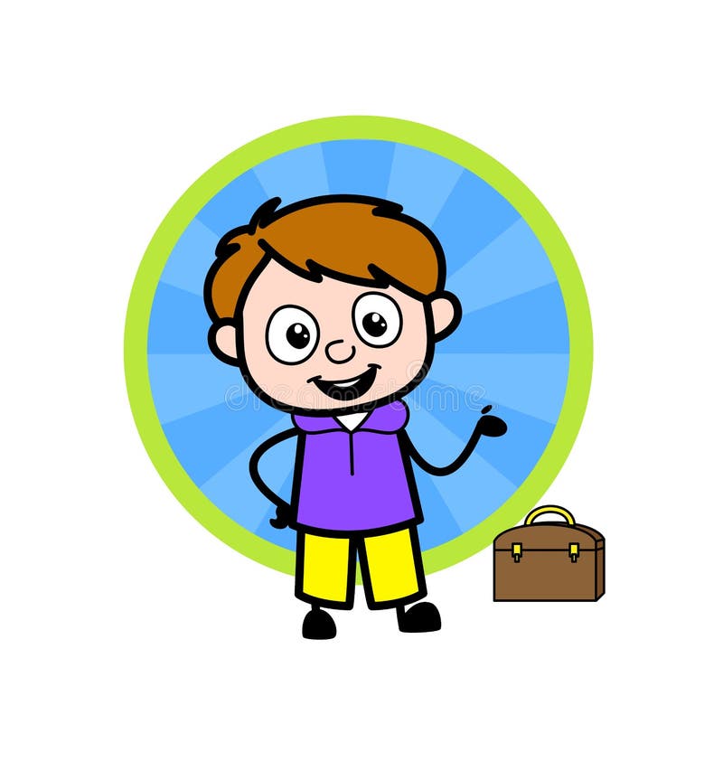Happy Cartoon Boy Presenting Stock Illustration - Illustration of logo ...