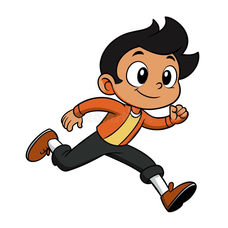 Happy Cartoon Boy Running Fast on White Background Stock Illustration ...