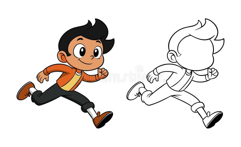 Happy Cartoon Boy Running Fast on White Background Stock Vector ...