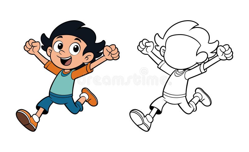 Happy Cartoon Boy Running and Jumping for Joy Stock Vector ...