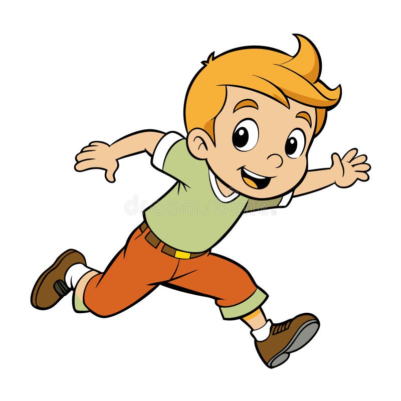 Happy Cartoon Boy Running or Jumping with Joy Stock Image ...