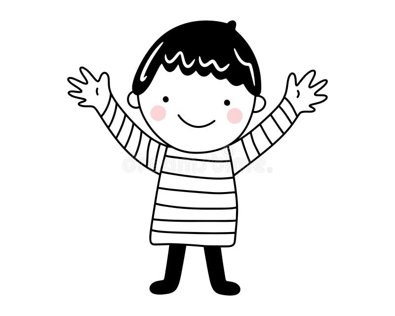 Happy Cartoon Boy Waving. Vector Stock Vector - Illustration of doodle ...