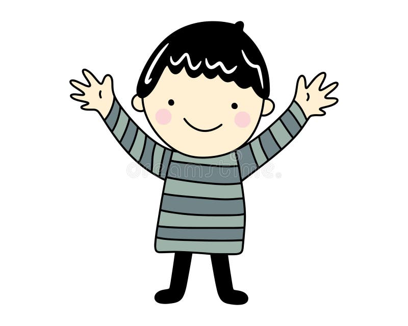 Happy Cartoon Boy Waving. Vector Stock Vector - Illustration of white ...
