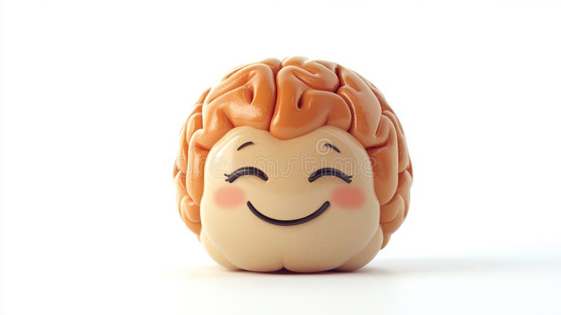 Happy Cartoon Brain with a Cute Smile, Radiating Positivity and Warmth ...