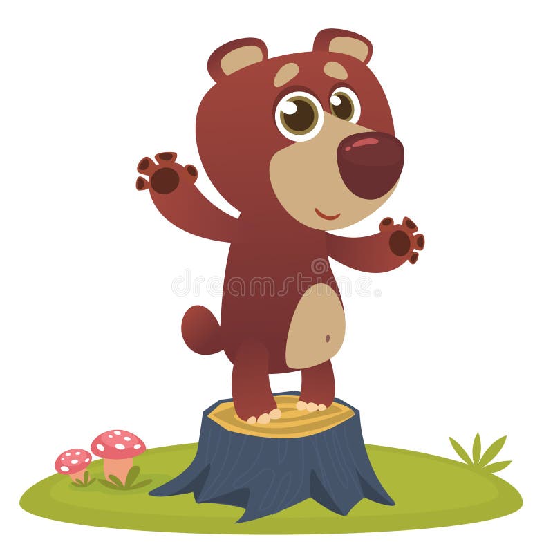 Cartoon Brown Bear Saying `sup` Vector Illustration Stock Vector