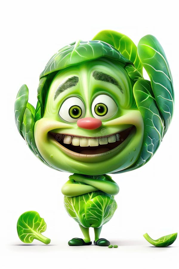 Happy Cartoon Cabbage Character. Generative Ai Stock Illustration ...