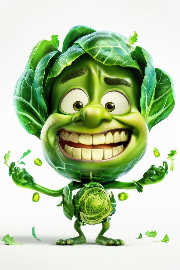Happy Cartoon Cabbage Character. Generative Ai Stock Illustration ...