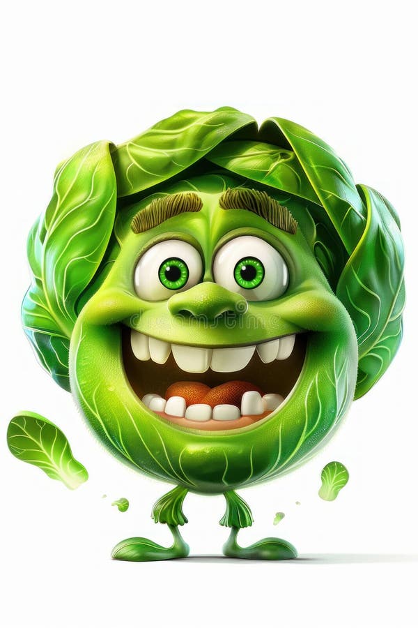 Happy Cartoon Cabbage Character. Generative Ai Stock Illustration ...