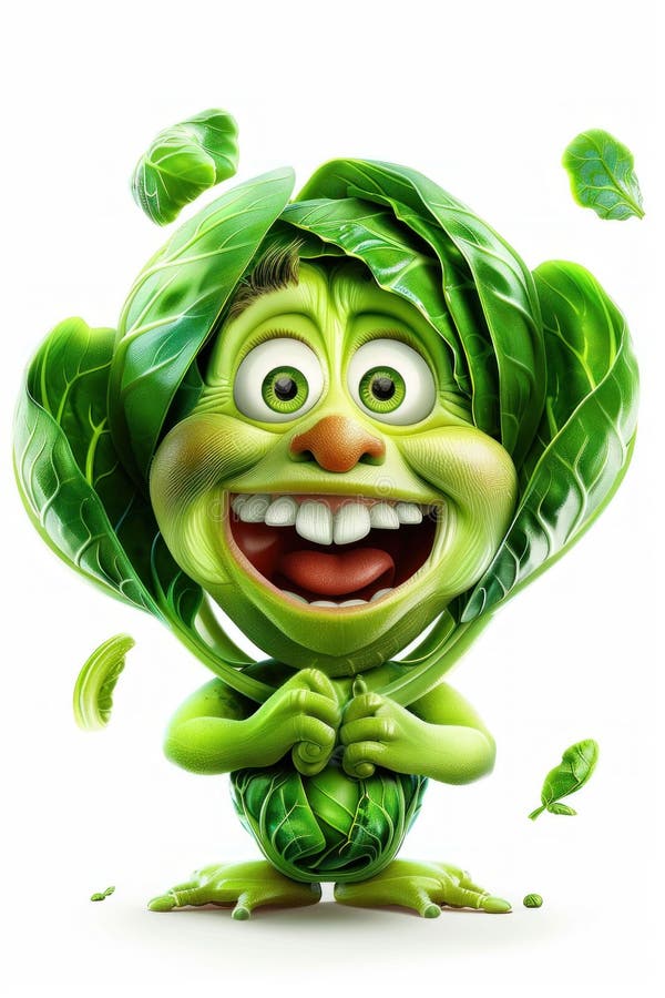 Happy Cartoon Cabbage Character. Generative Ai Stock Illustration ...
