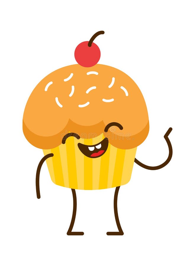 Happy Cartoon Cake Character. Bakery Icon Stock Vector - Illustration ...