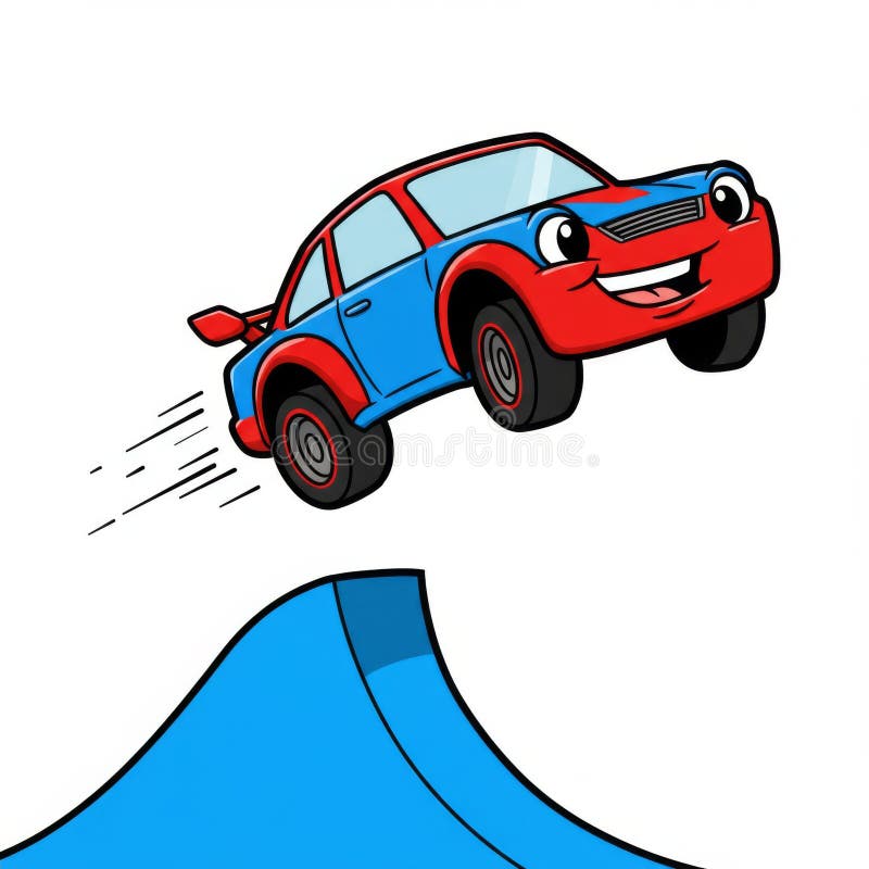 Cartoon Car Jumping Ramp Stock Illustrations – 6 Cartoon Car Jumping ...