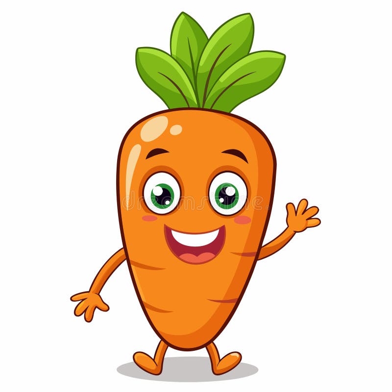 Happy Cartoon Carrot Waving Hello Stock Vector - Illustration of happy ...