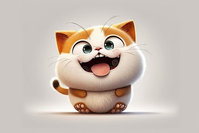 Happy Cartoon Cat on White Background for Invitations and Posters ...