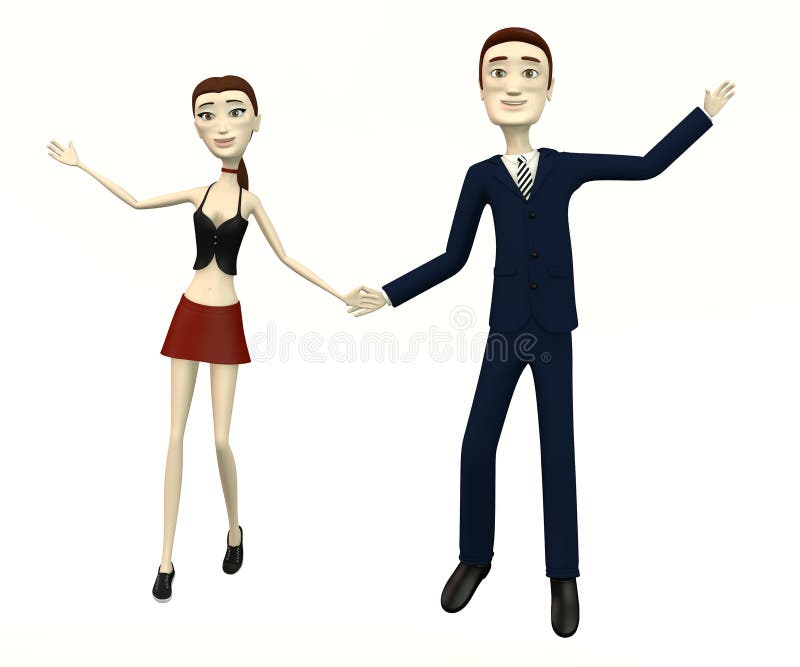 Happy Cartoon Characters Dancing (suit and Casual Clothes) Stock ...