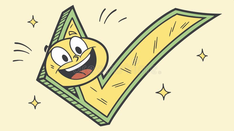 Happy Cartoon Checkmark Character, Approval Success Validation and ...