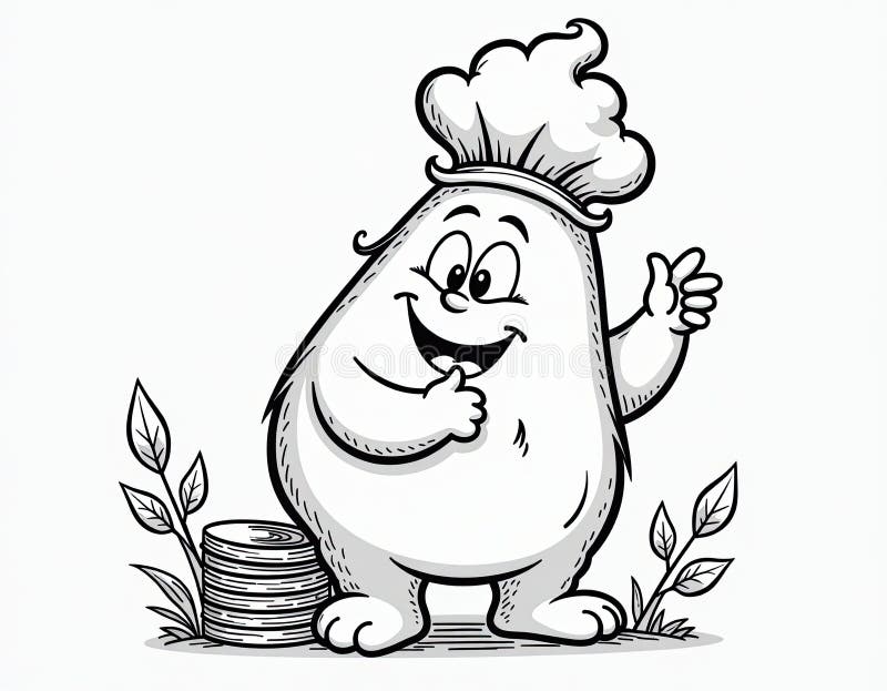 Happy Cartoon Chef Monster Giving Thumbs Up with Stack of Coins Stock ...