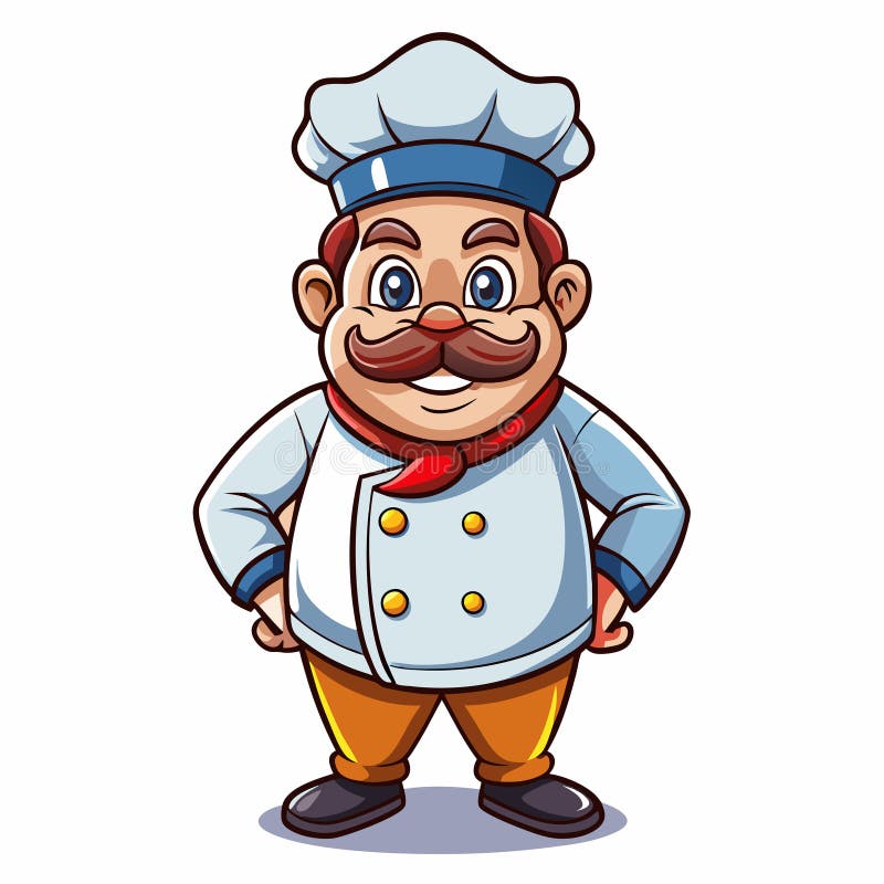 Happy Cartoon Chef with Mustache, Wearing a Toque and Chef S Jacket ...