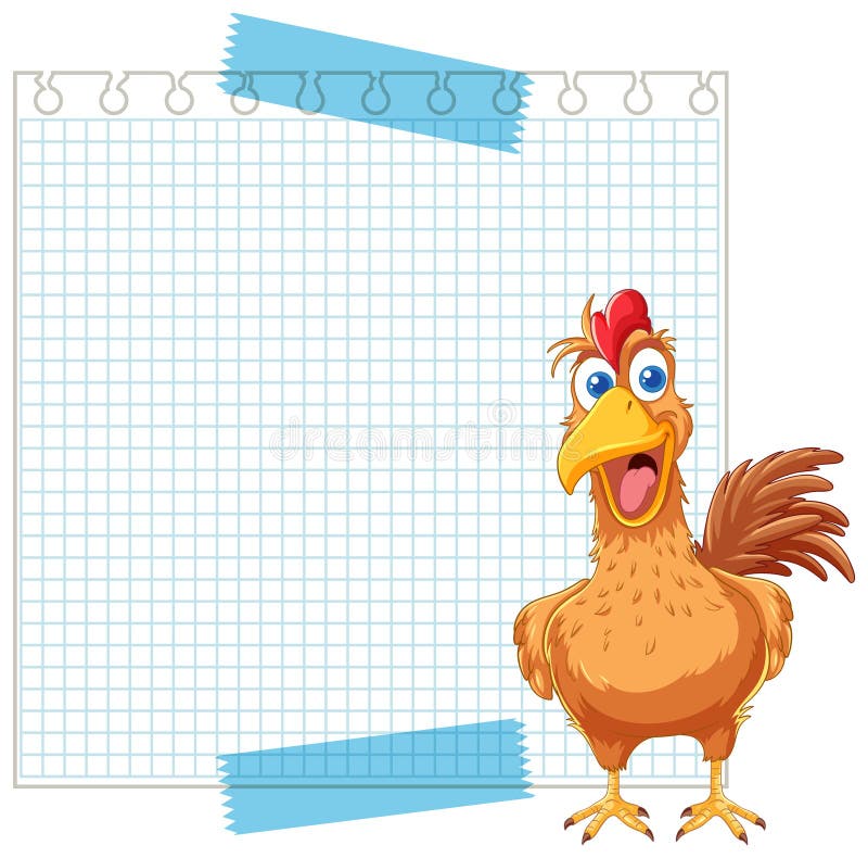 A Happy Chicken in Front of a Notepad Stock Vector - Illustration of ...