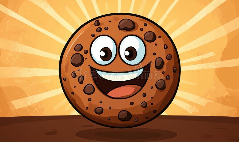 Happy Cartoon Cookie Character Smiling Face Chocolate Chips Stock ...