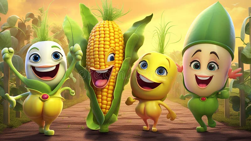 Happy Cartoon Corn Character, AI Generated Stock Photo - Image of ...