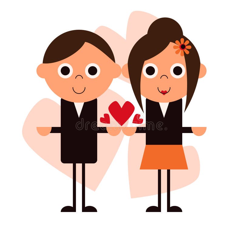 Happy Cartoon Couple Illustration Stock Vector - Illustration of ...