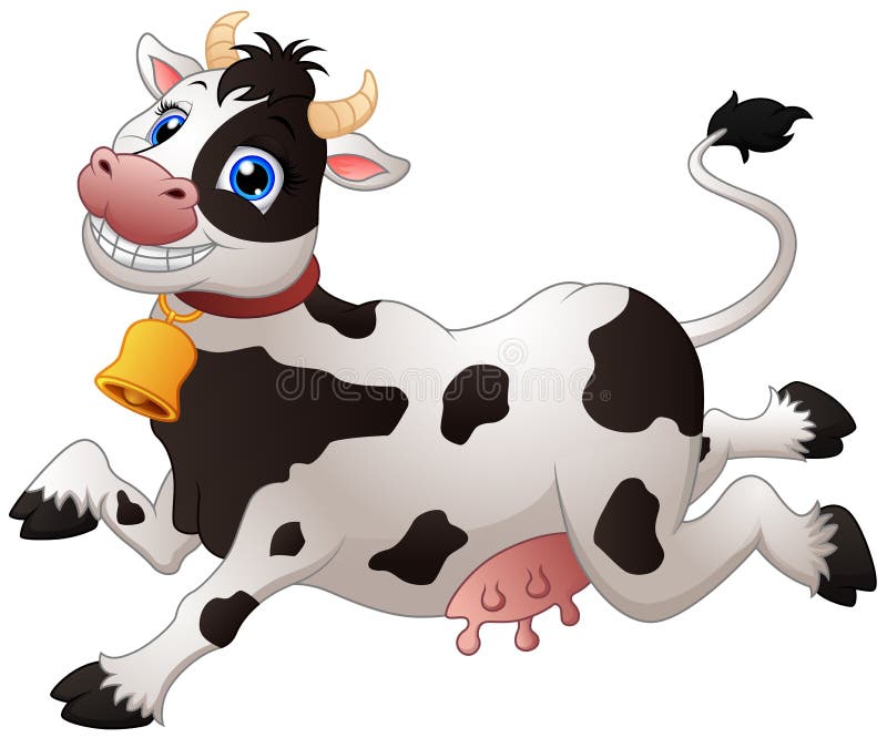 Cartoon Cow Jumping Christmas Cute Cartoon Cow Vector Illustration