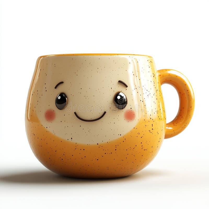 Happy Cartoon Cup with a Smiling Face on a Bright Background Stock ...
