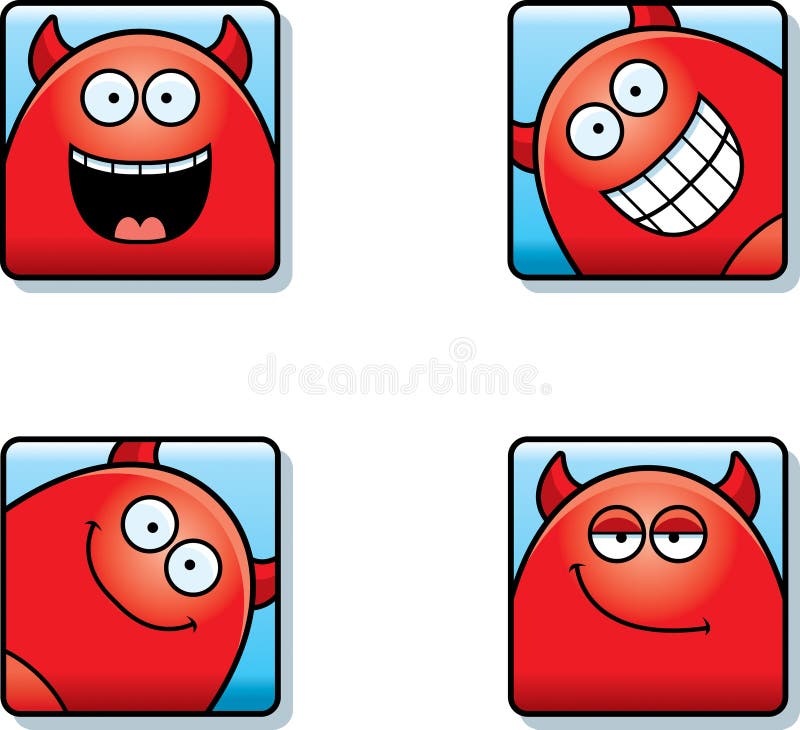 Happy Cartoon Devil Icons stock vector. Illustration of smiling - 116183897
