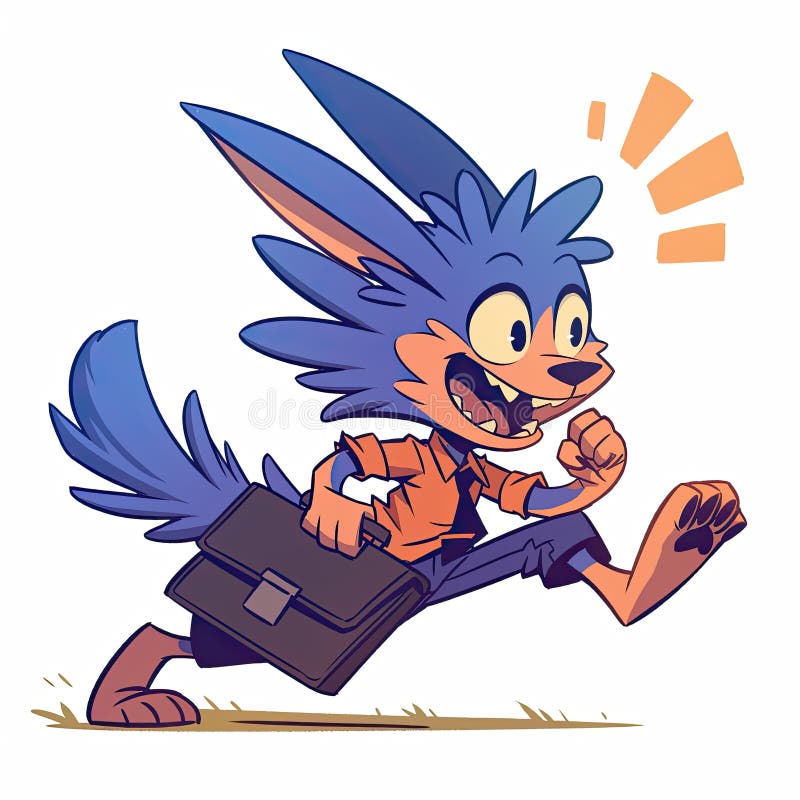 Happy Cartoon Dog Running with Briefcase, Excited for Work Stock ...