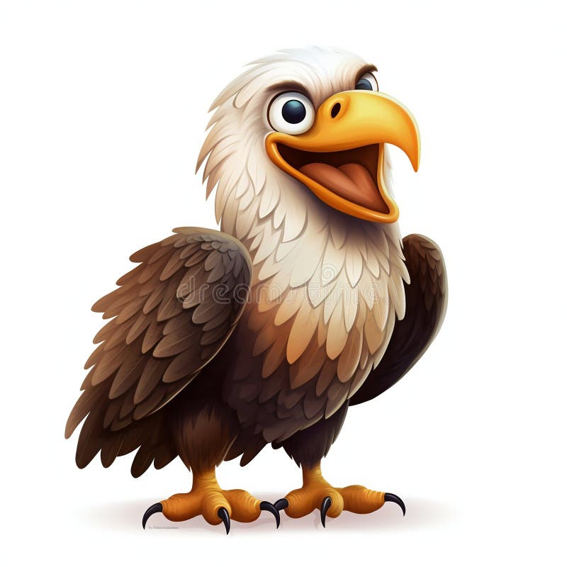 Happy Cartoon Eagle Isolated on White Background. Generative Ai Stock ...