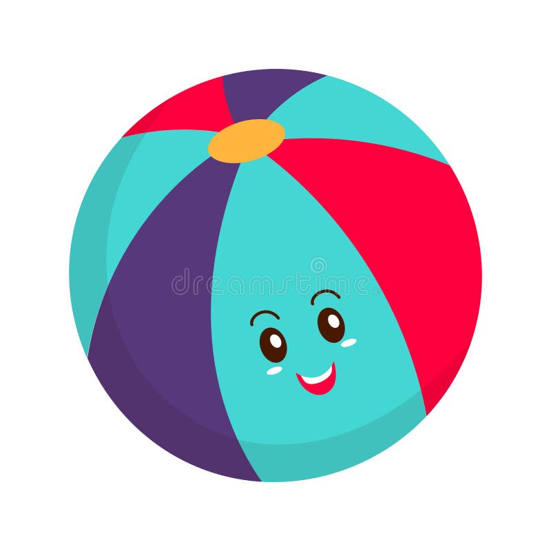 Happy Cartoon Face Beach Ball on White Stock Illustration ...