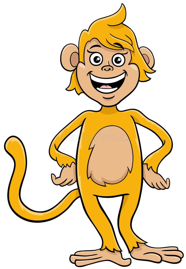 Happy Cartoon Female Monkey Animal Character Stock Vector ...