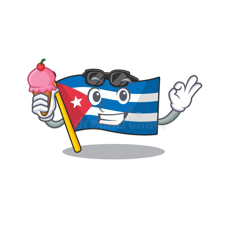 Happy Cartoon of Flag Cuba Scroll with Ice Cream Stock Vector ...