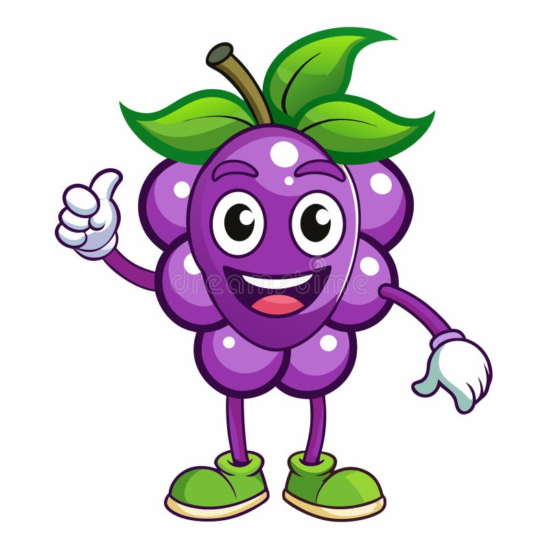 Happy Cartoon Grape Giving Thumbs Up Stock Vector - Illustration of ...