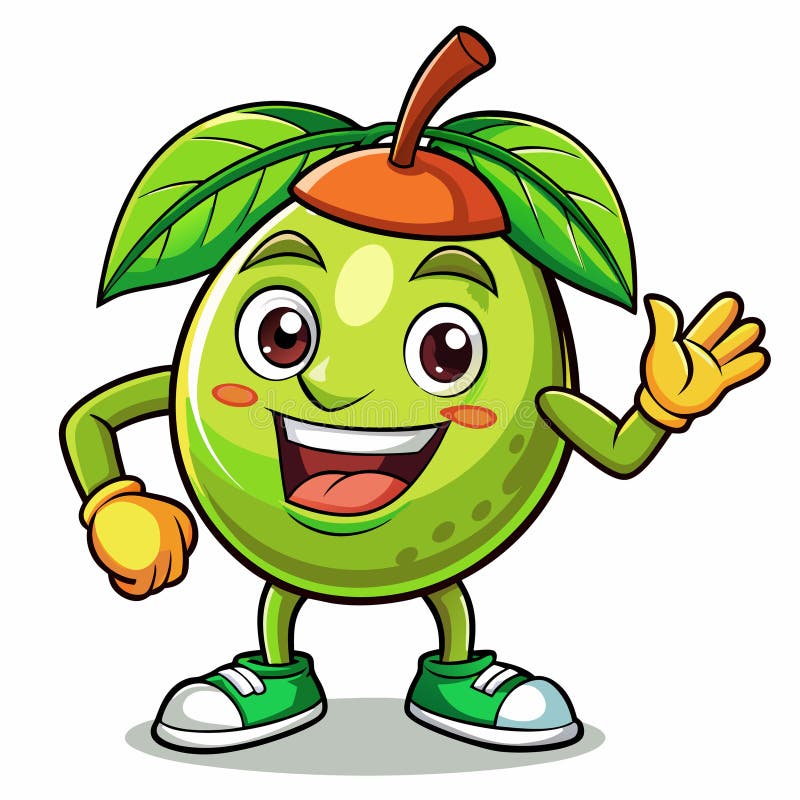 Happy Cartoon Guava Waving Hello Stock Vector - Illustration of ...